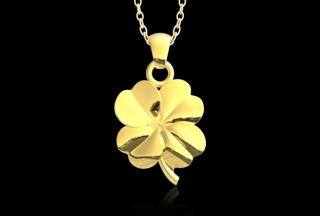 18K Gold Plated Clover Four Leaf Pendant, Clover Lucky Necklace, Clover ...