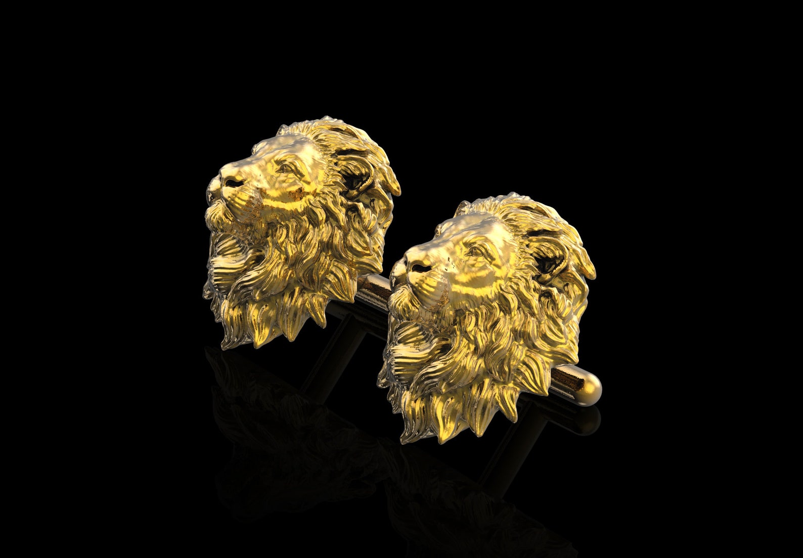 18K Gold Plated Lion Cufflinks Calm Lion Lion Lover Item | Etsy