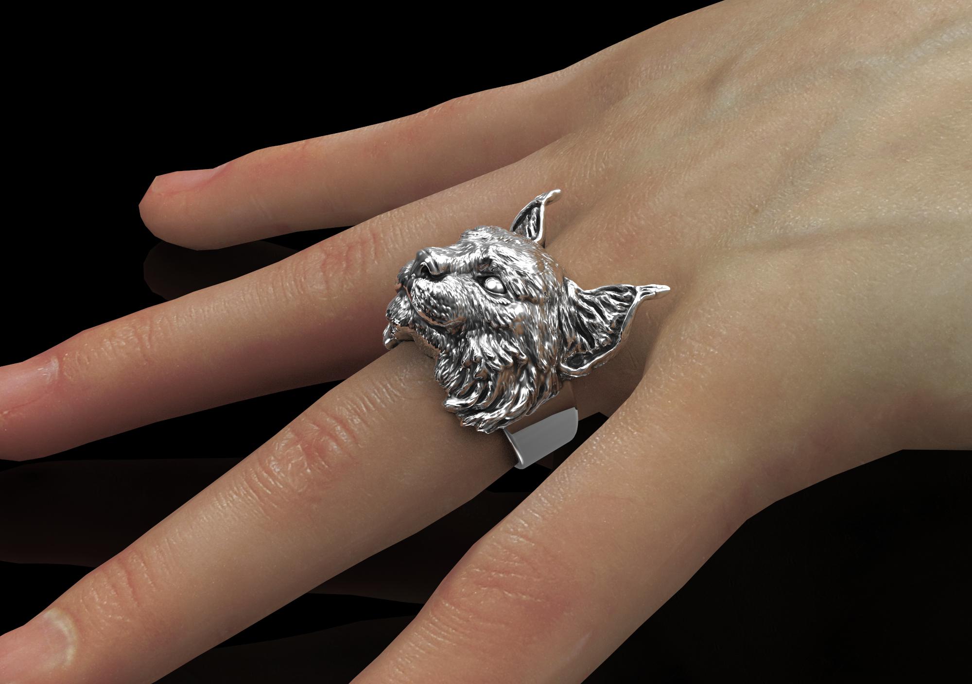 Sterling Silver Bobcat Head Ring, Animal Ring for Man, Bobcat Jewelry ...