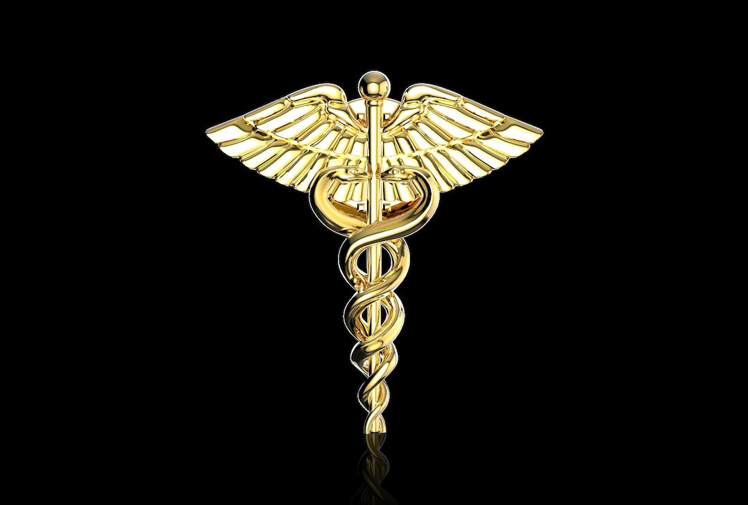 Yellow Gold Plated Caduceus Lapel Pin, Pharmacy Brooch, Gift for Doctor ...