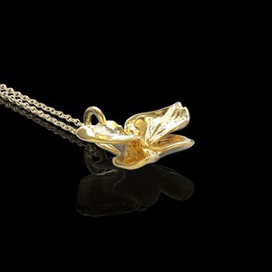 Yellow Gold Plate Orchid Pendant, Flower Necklace, Flower Pendant for ...