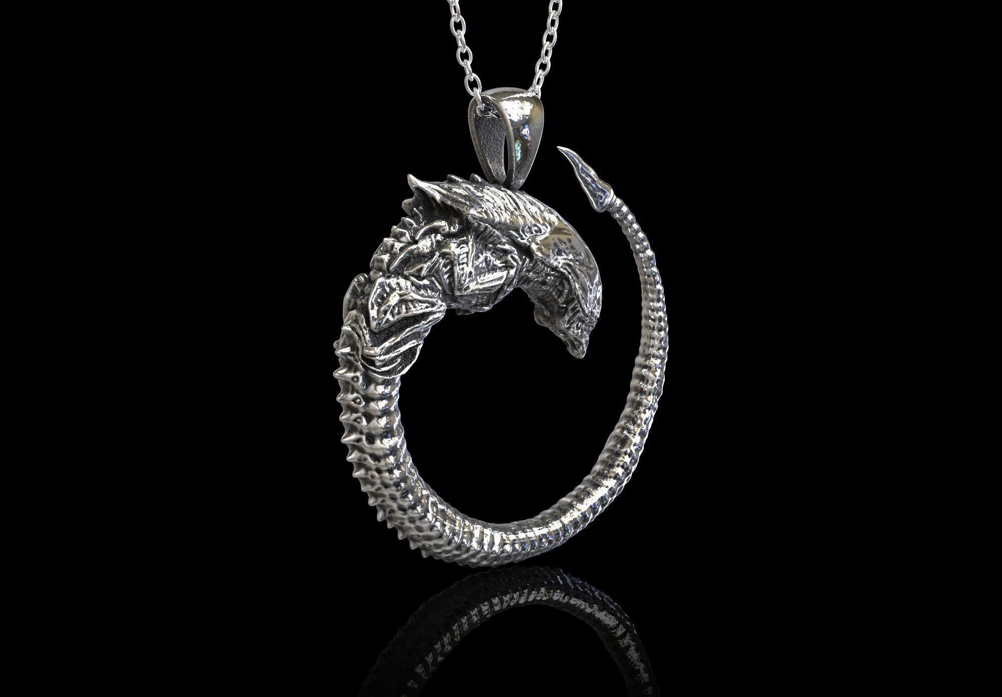Sterling Silver Alien Queen Chestburster Pendanth.r. Giger | Etsy