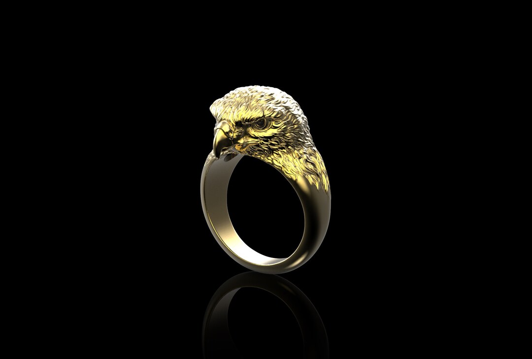 Yellow Gold Plated Hawk Ring, Bird Ring, Handmade Animal Ring, Falcon ...