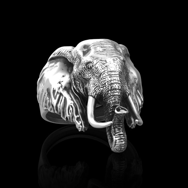 Silver Elephant Ring - Etsy