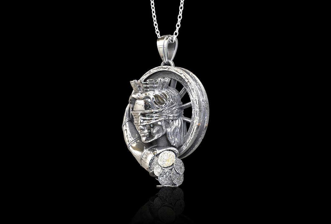 Sterling Silver Fortuna Goddess of Good Fortune Pendant, Goddess of ...