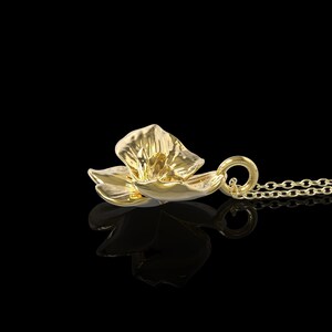 Yellow Gold Plate Orchid Pendant, Flower Necklace, Flower Pendant for ...
