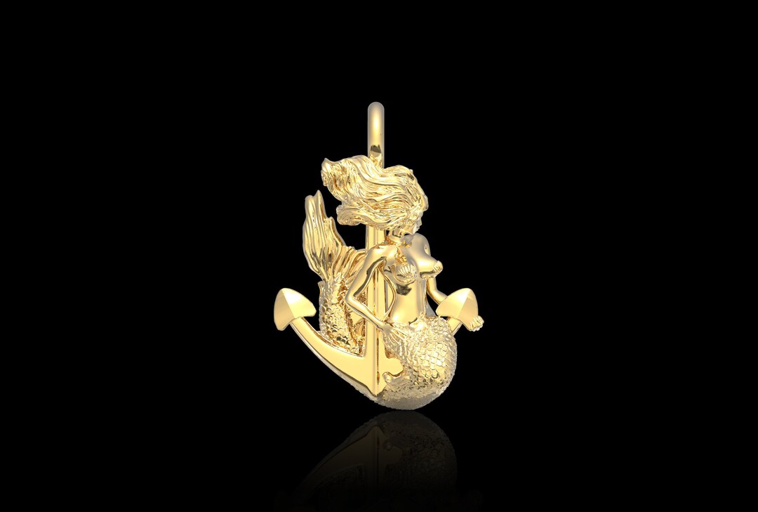 Polish Bronze Mermaid Siren Enchantment Anchor Lapel Pin, Mermaid ...