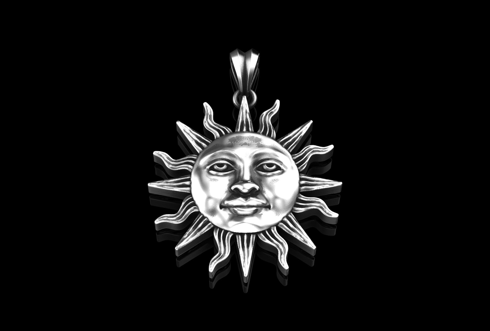 Sterling Silver Sun Pendant Necklace, Celestial Sun Pendant, Sun ...
