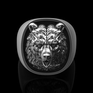 Bear Ring Bear Silver Ring Grizzly Bear Ringbear Ring for - Etsy