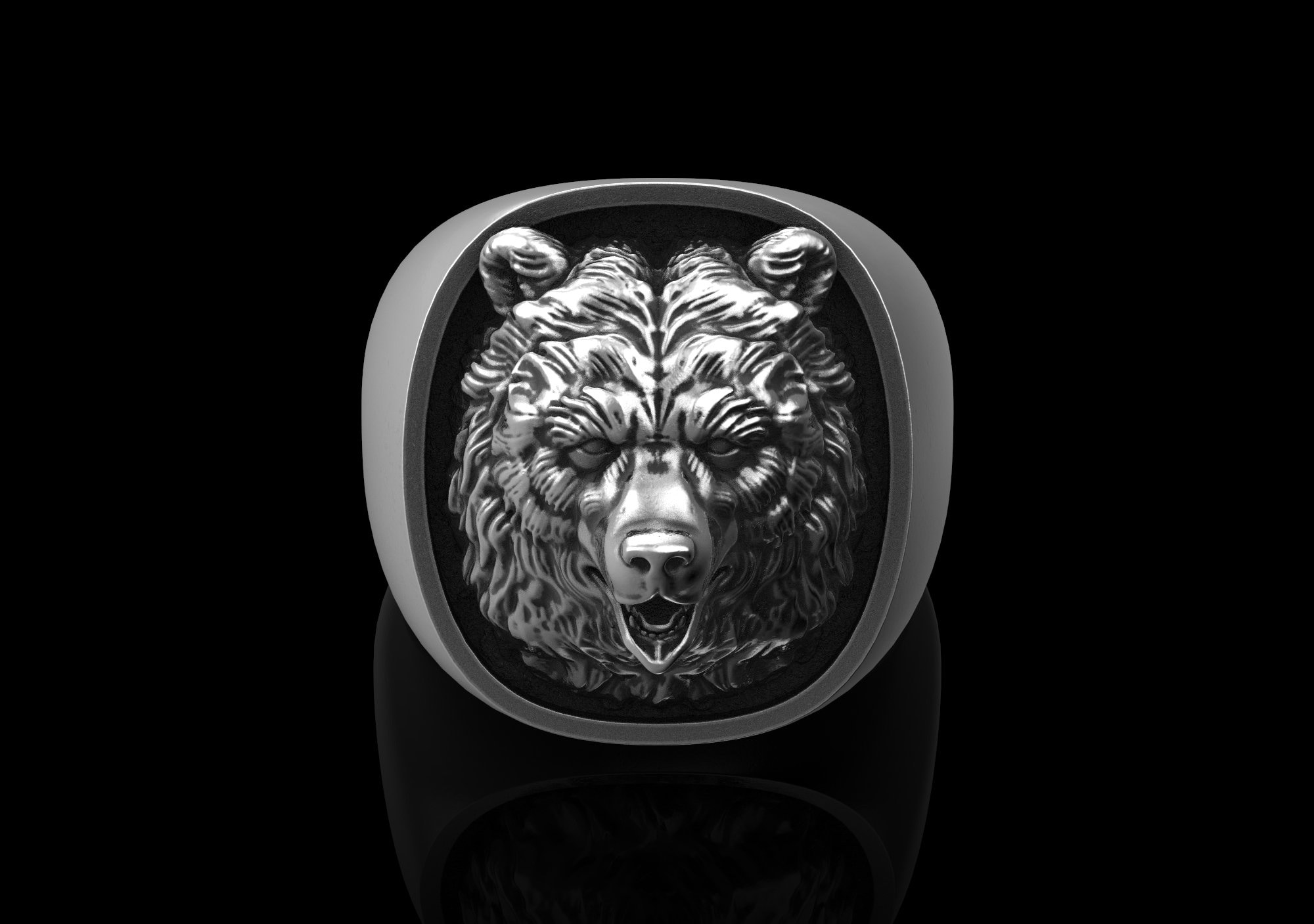 Bear Ring Bear Silver Ring Grizzly Bear Ringbear Ring for - Etsy
