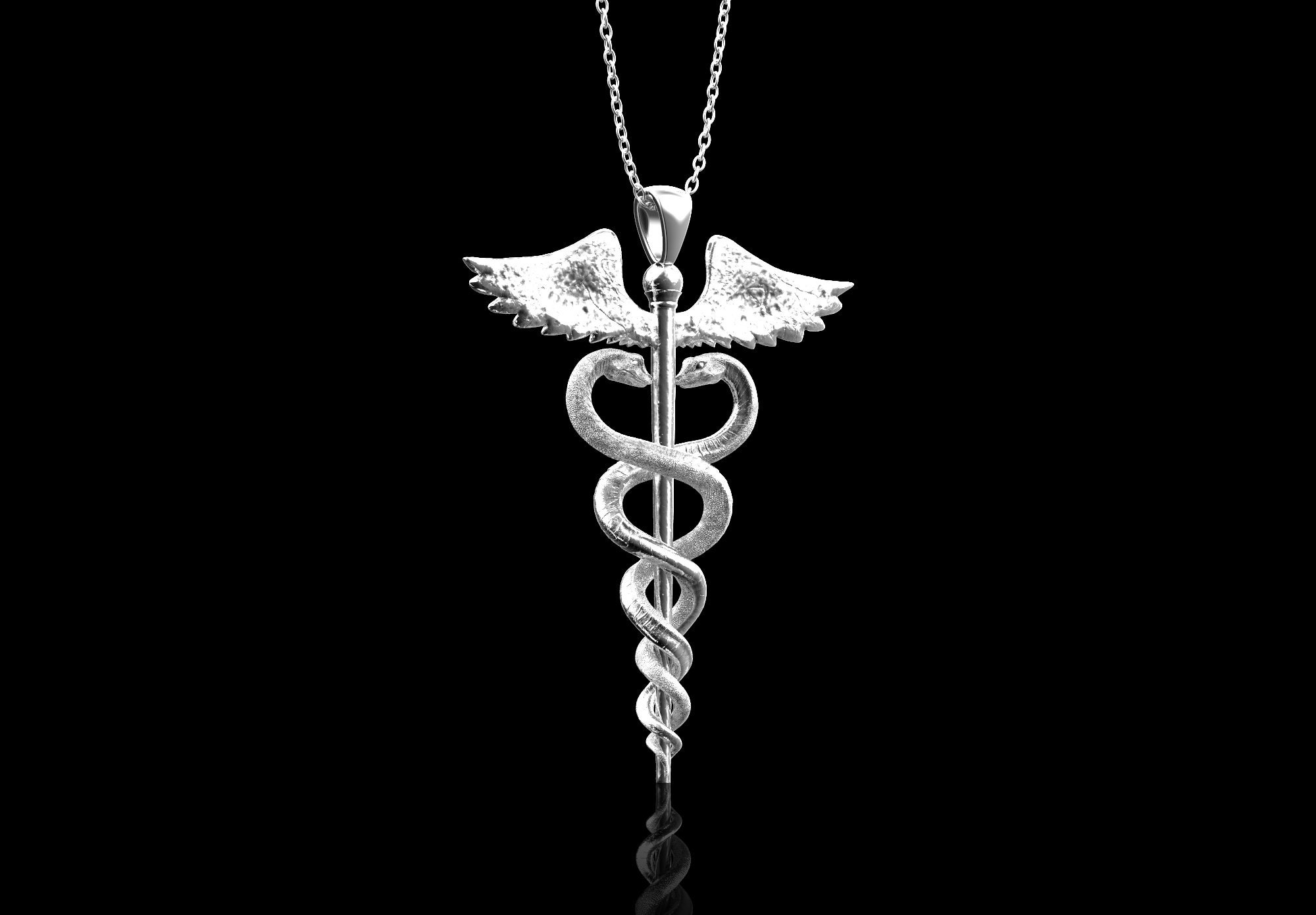 Sterling Silver Caduceus Pendant Necklace Medical Jewelry - Etsy