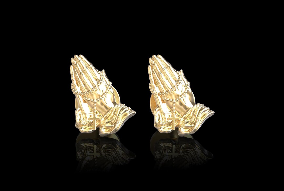 Bronze Praying Hands With Rosary Cufflinks, Protection Cufflinks ...