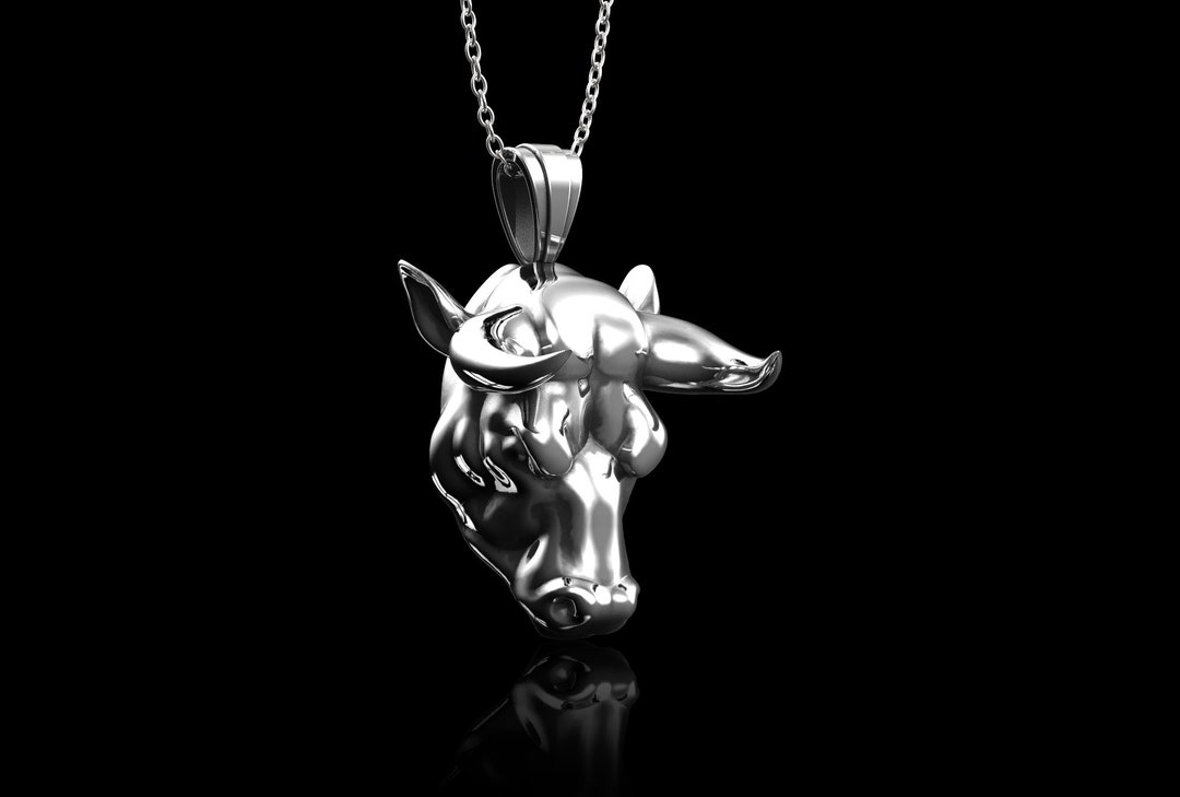 Sterling Silver Angry Bull Pendant Necklace, Men Bull Necklace, Mens ...