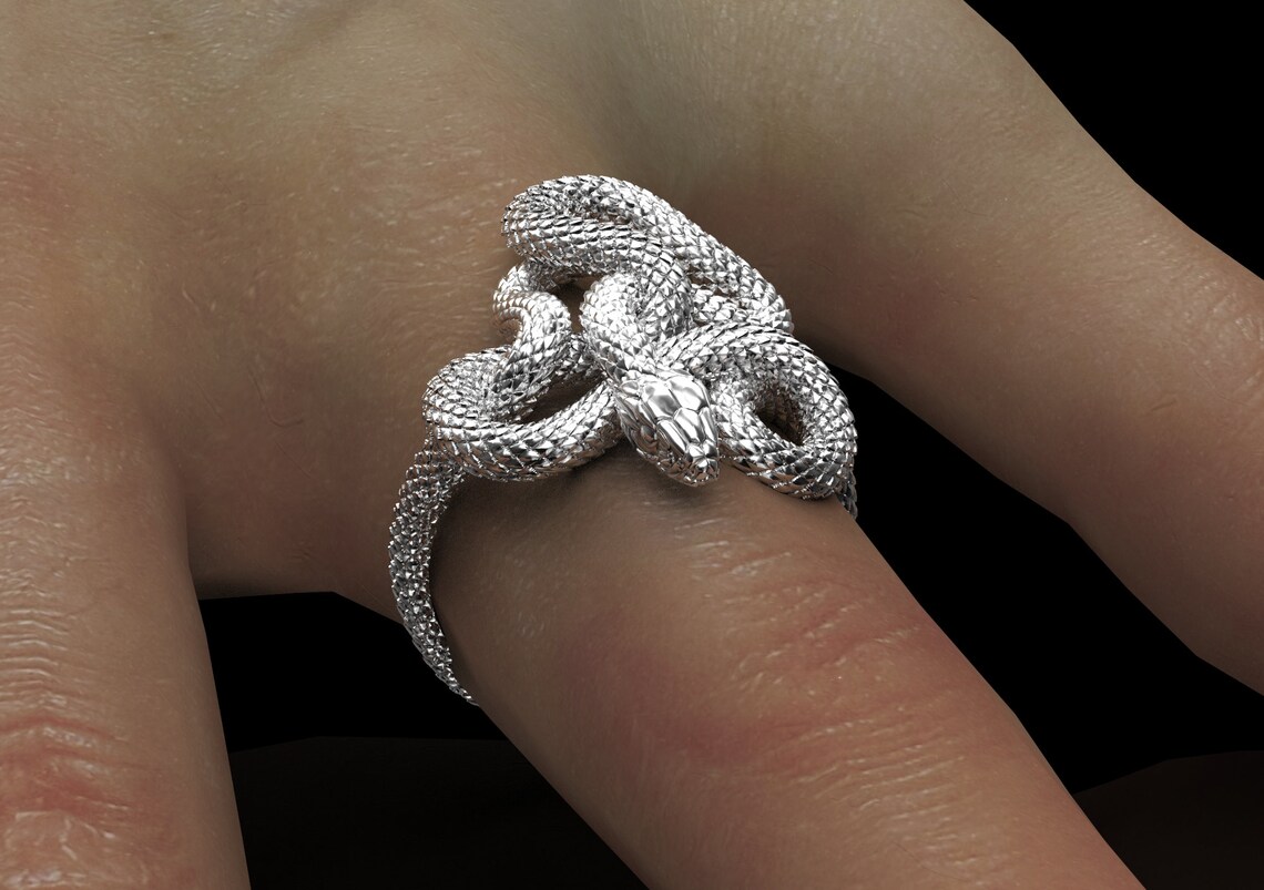 Sterling Silver Snake Ring, Ancient Mythological Symbols Ring, Vintage ...