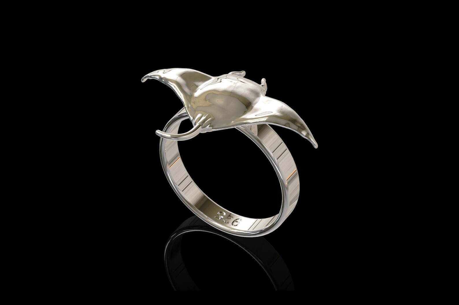Solid Sterling Silver Manta Ray Ring, Best Ocean Beach Items, Sealife ...
