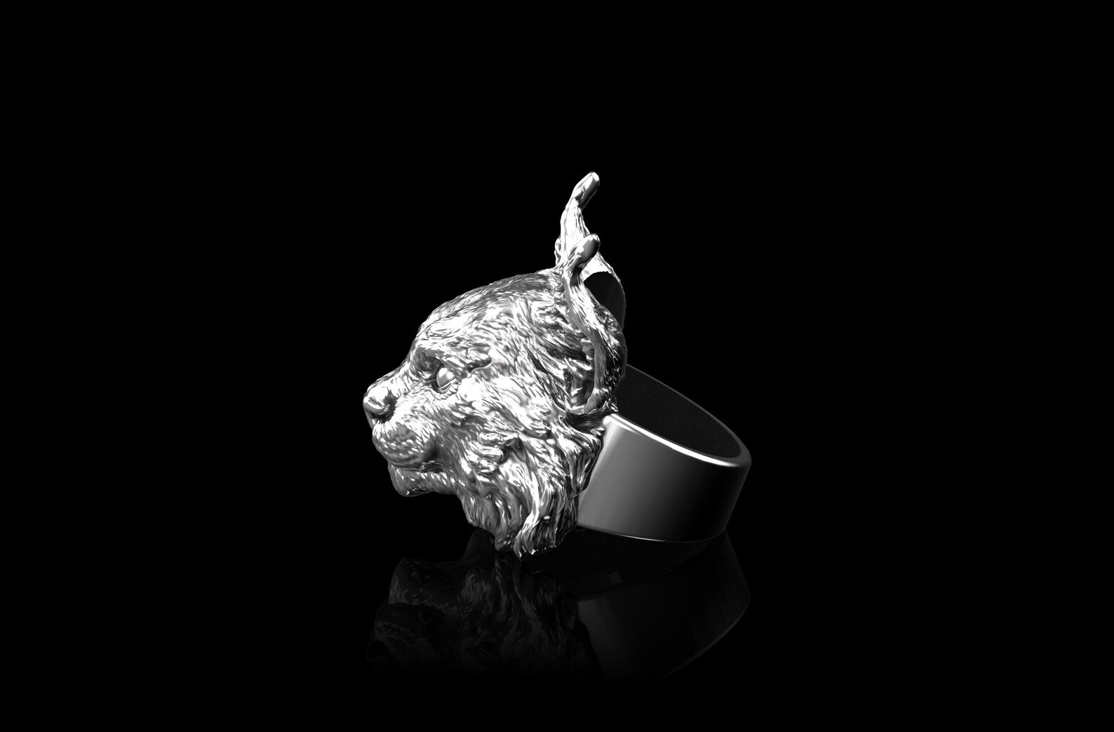 Sterling Silver Bobcat Head Ring, Animal Ring for Man, Bobcat Jewelry ...
