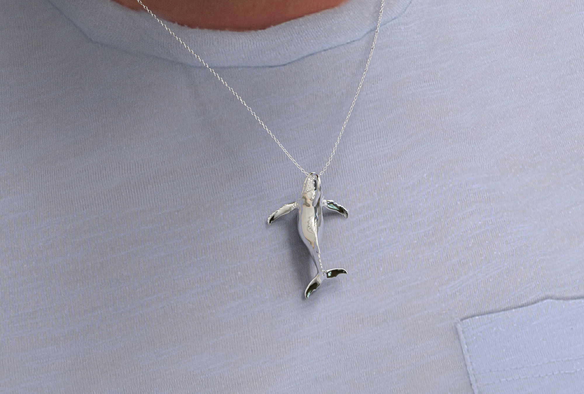 Sterling Silver Humpback Whale Charm Pendant Necklace, Whale Pendant ...