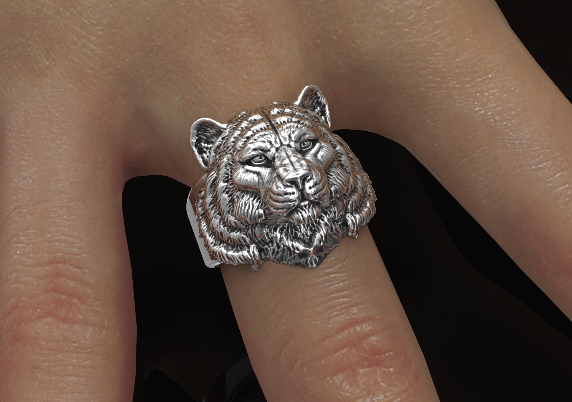 Sterling Silver Tiger Ring Tiger King Men Ring Tiger - Etsy