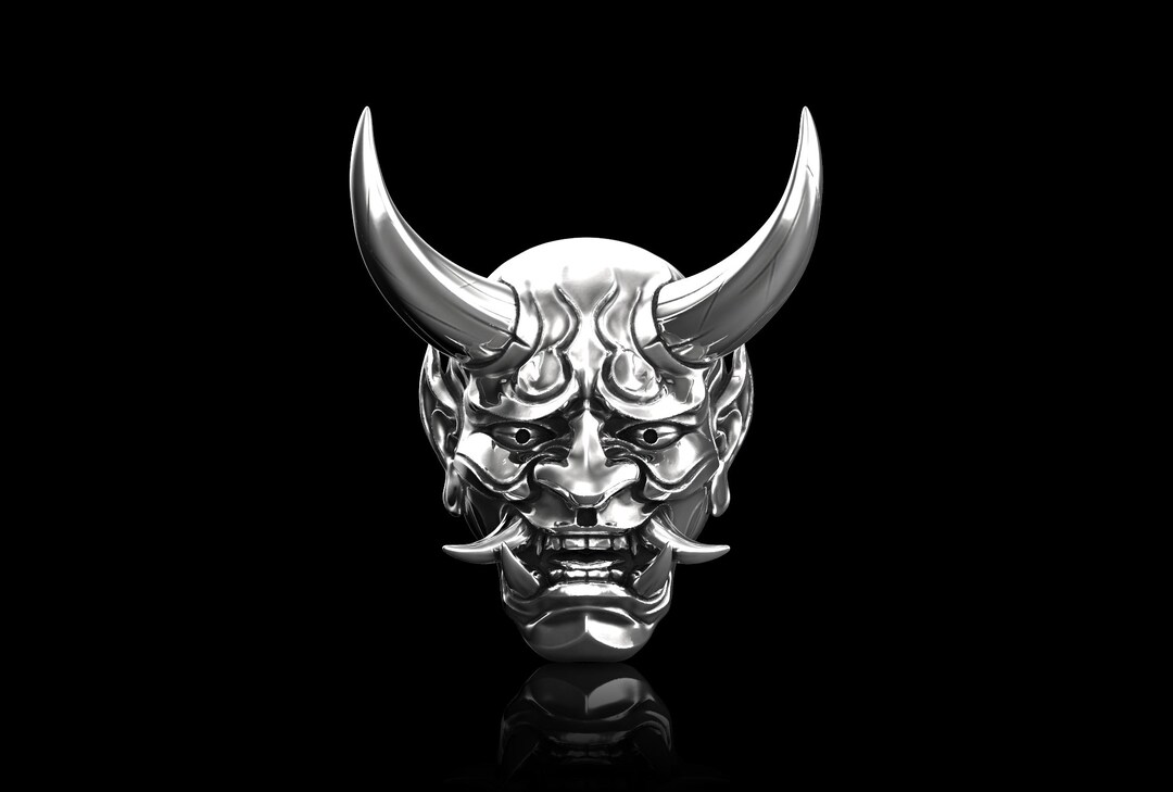 Sterling Silver Japanes Hannya Mask Lapel Pin, Brooch for Suit Hanny ...