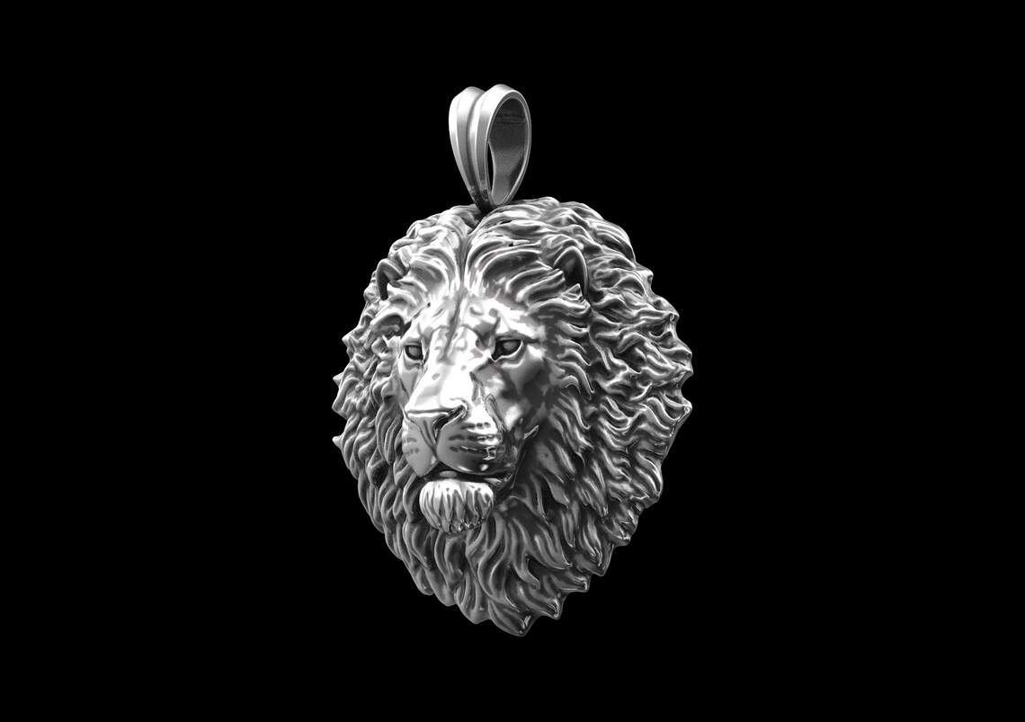 Large Size Silver Lion Necklace Pendant Lion King Jewelry | Etsy