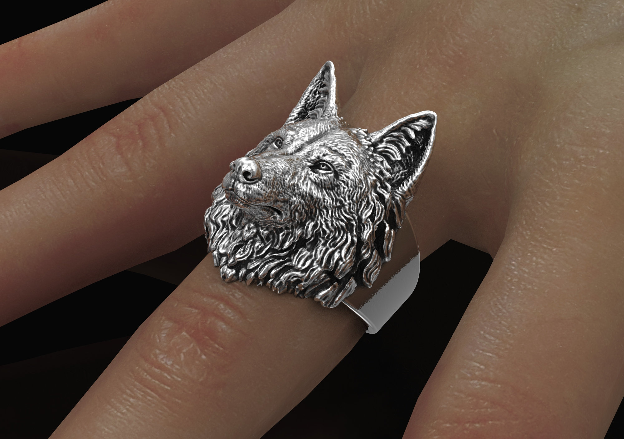 Silver Men Wolf Ring Wolf Sterling Silver Men's Signet - Etsy