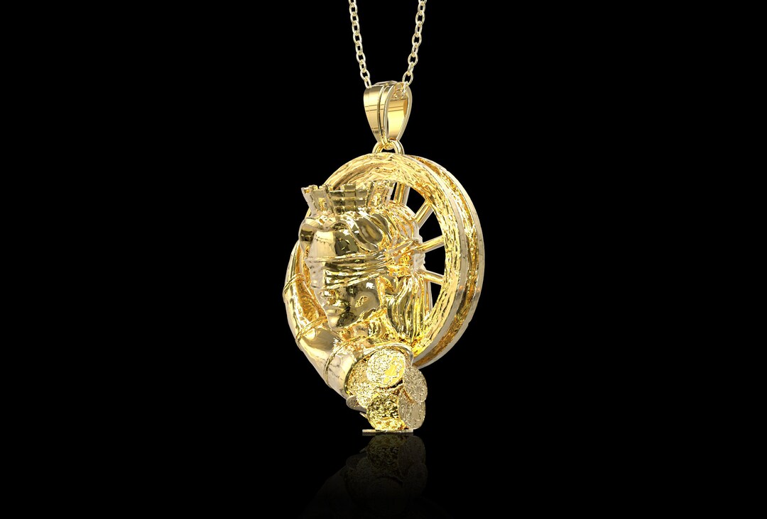 18K Gold Plated Fortuna Goddess of Good Fortune Pendant, Goddess of ...