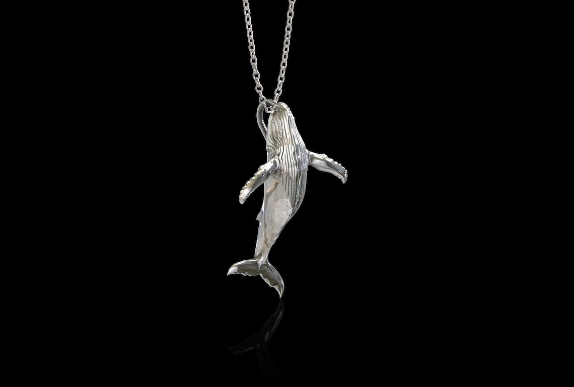 Sterling Silver Humpback Whale Charm Pendant Necklace, Whale Pendant ...