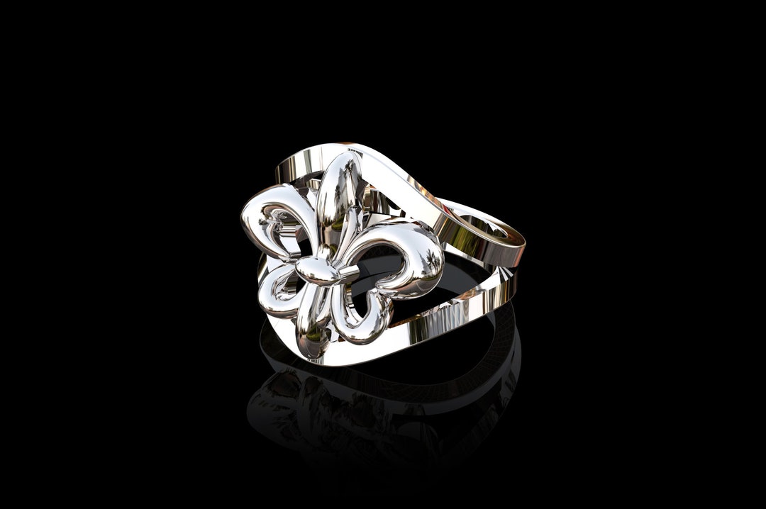 Sterling Silver Fleur De Lis Chevalier Ring, Saints Ring, French Flower ...
