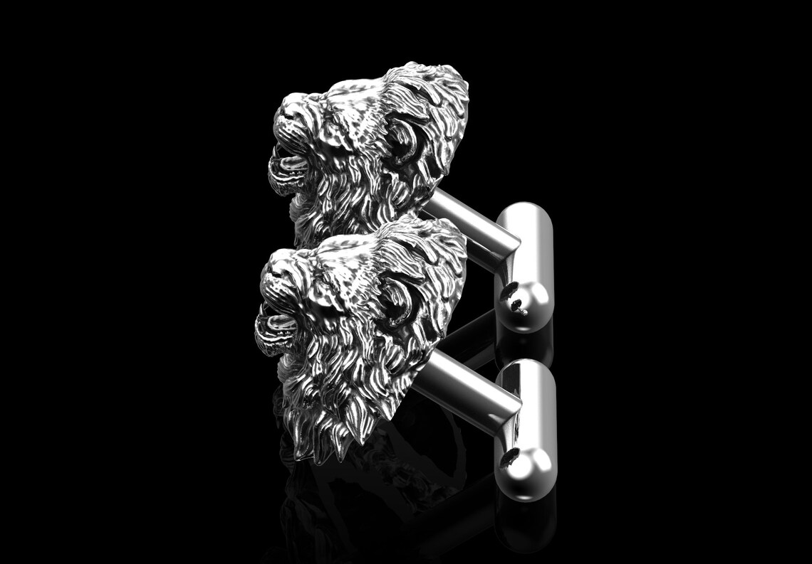 Lion Cufflinks Silver Lion Cufflinks Sterling Silver Lion - Etsy