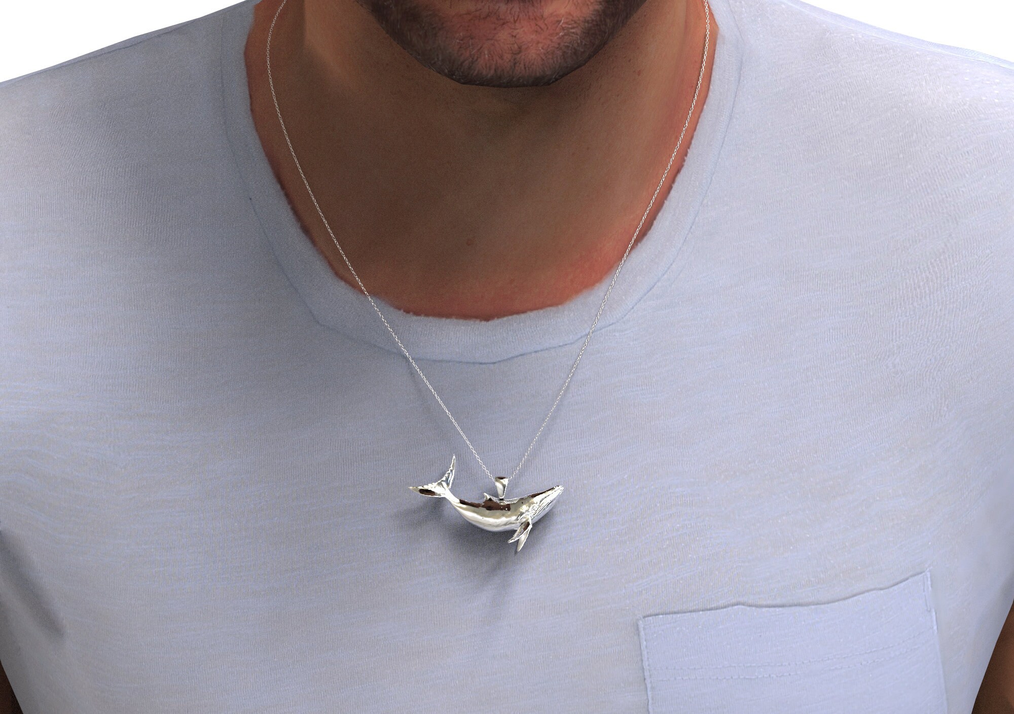 Sterling Silver Whale Pendant Necklace Blue Whale Jewelry - Etsy