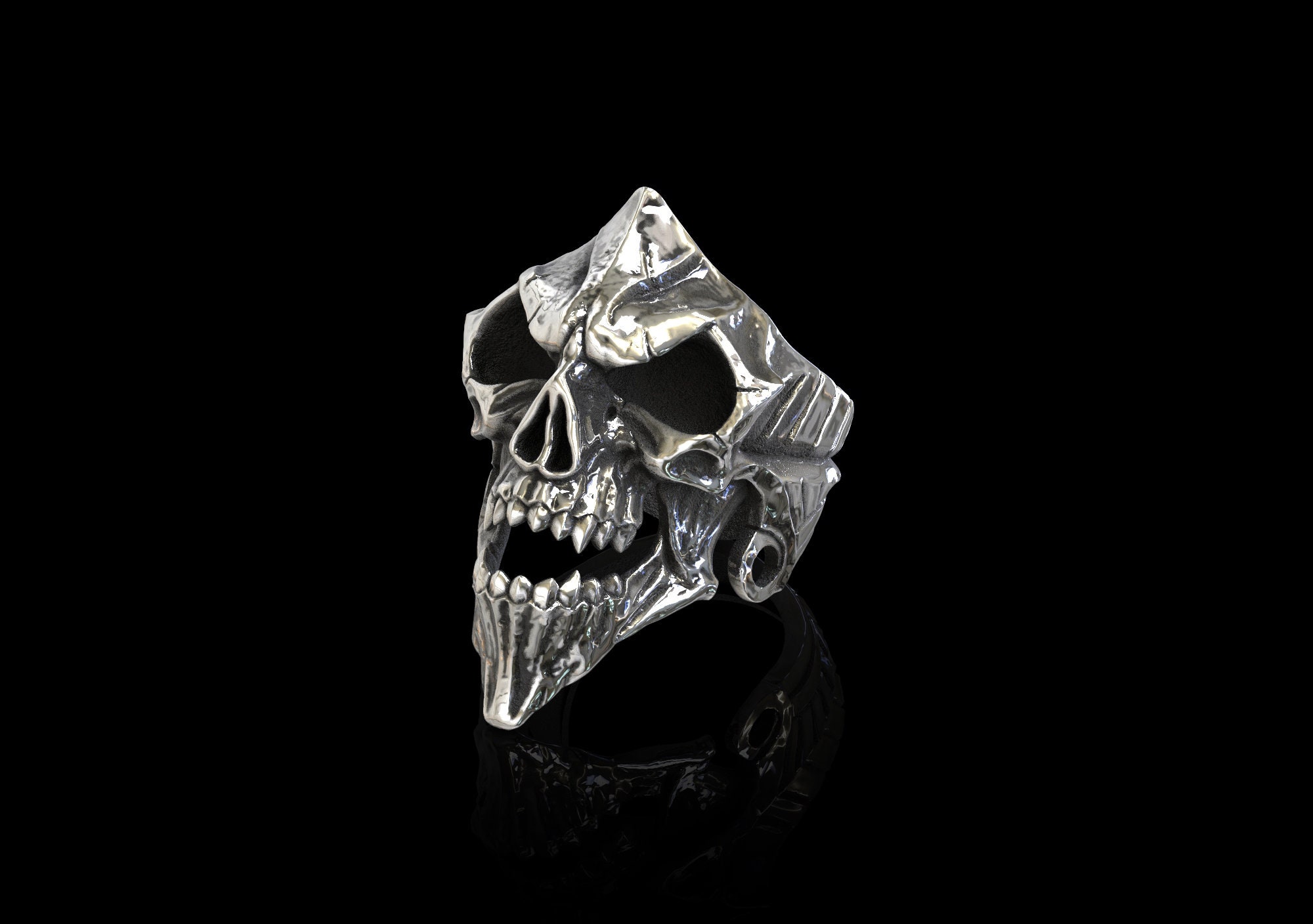 Devil Skull Sterling Silver Ring Silver Skull Biker Men Ring - Etsy