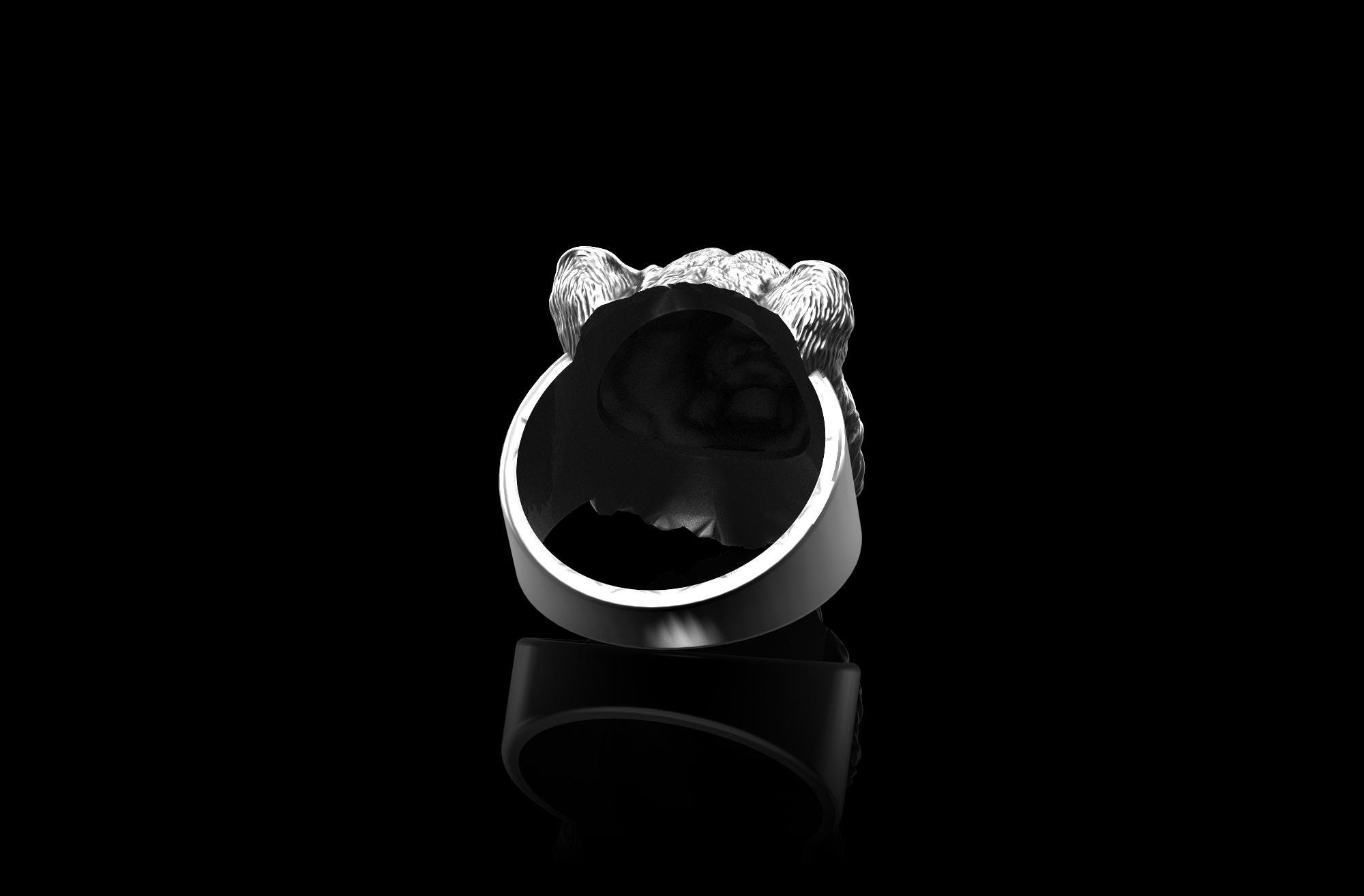 Antique Sterling Silver Snow Leopard Ring, Ghost Cat Ring, Animal ...