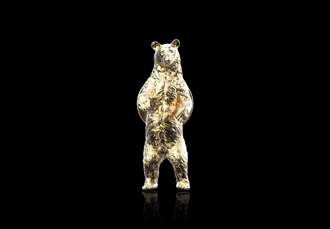 Bronze Standing Bear Lapel Pin, Grizzly Bear Men Brooch, Bear Suit ...