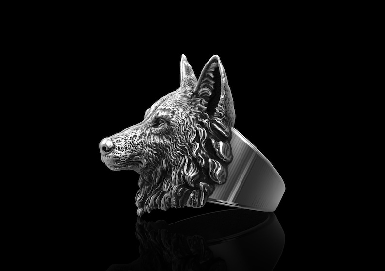 Silver Men Wolf Ring Wolf Sterling Silver Men's Signet - Etsy