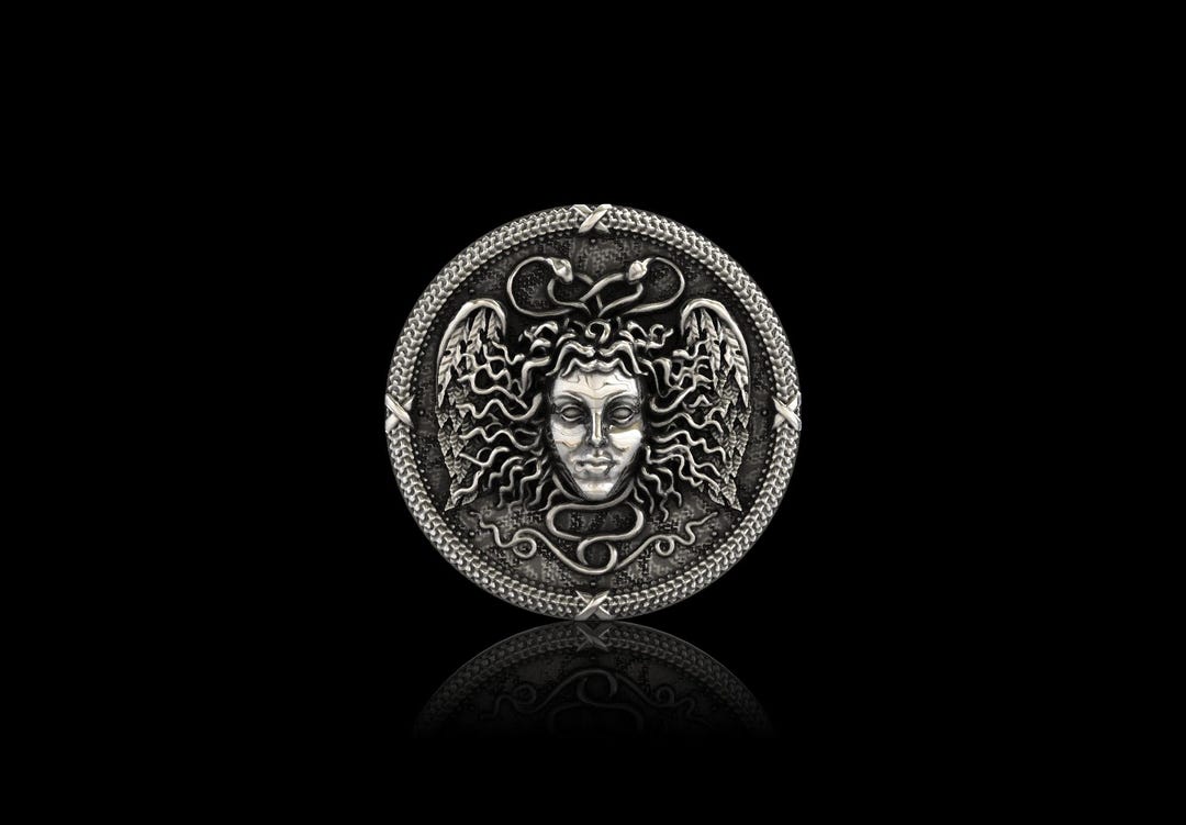 Sterling Silver Gorgon Medusa Lapel Pin, Ancient Greek Mythology Brooch ...