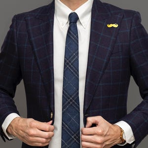 18K Gold Plate Moustache Lapel Pin, Movember Mustache Brooch, Bearded ...