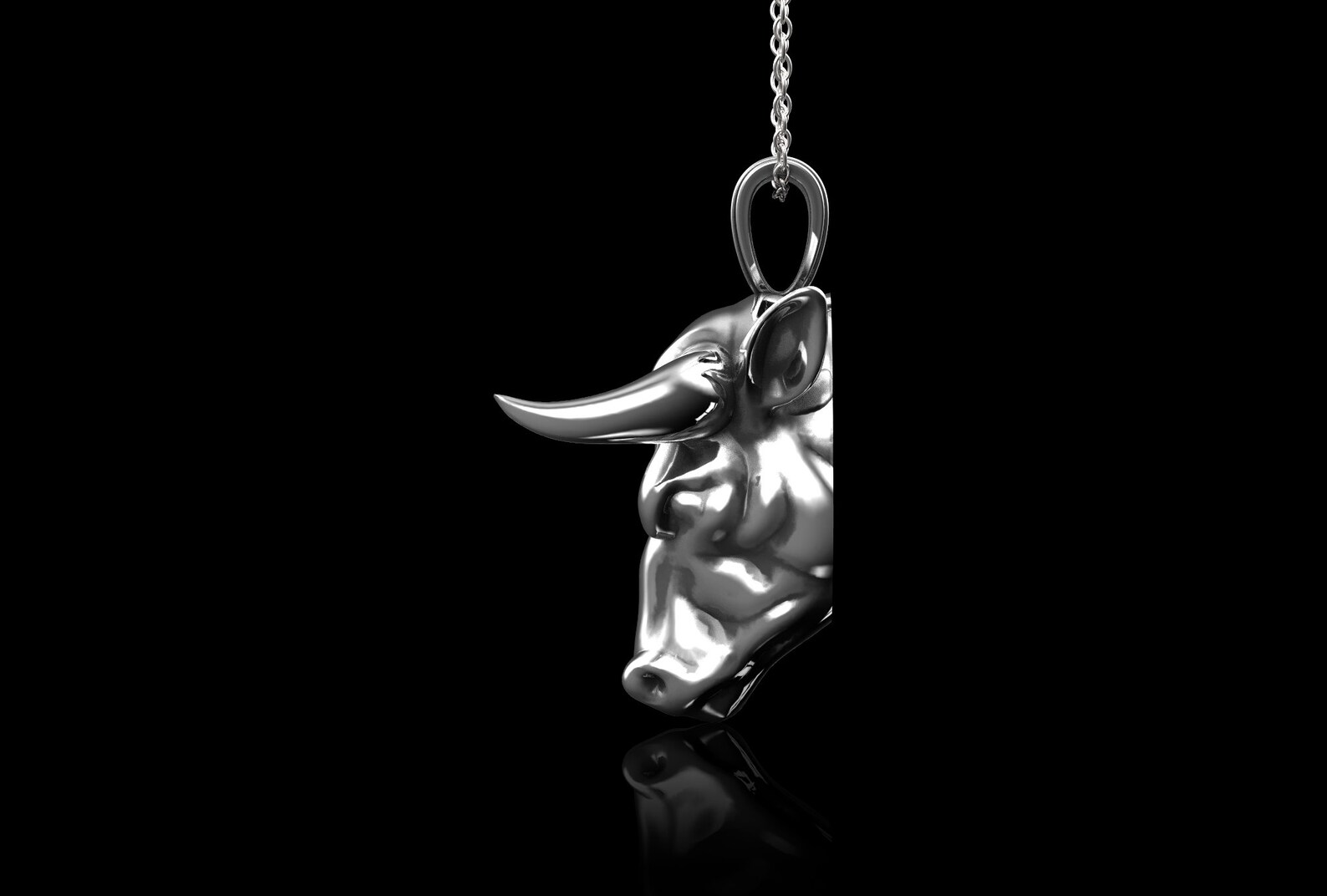 Sterling Silver Angry Bull Pendant Necklace, Men Bull Necklace, Mens ...