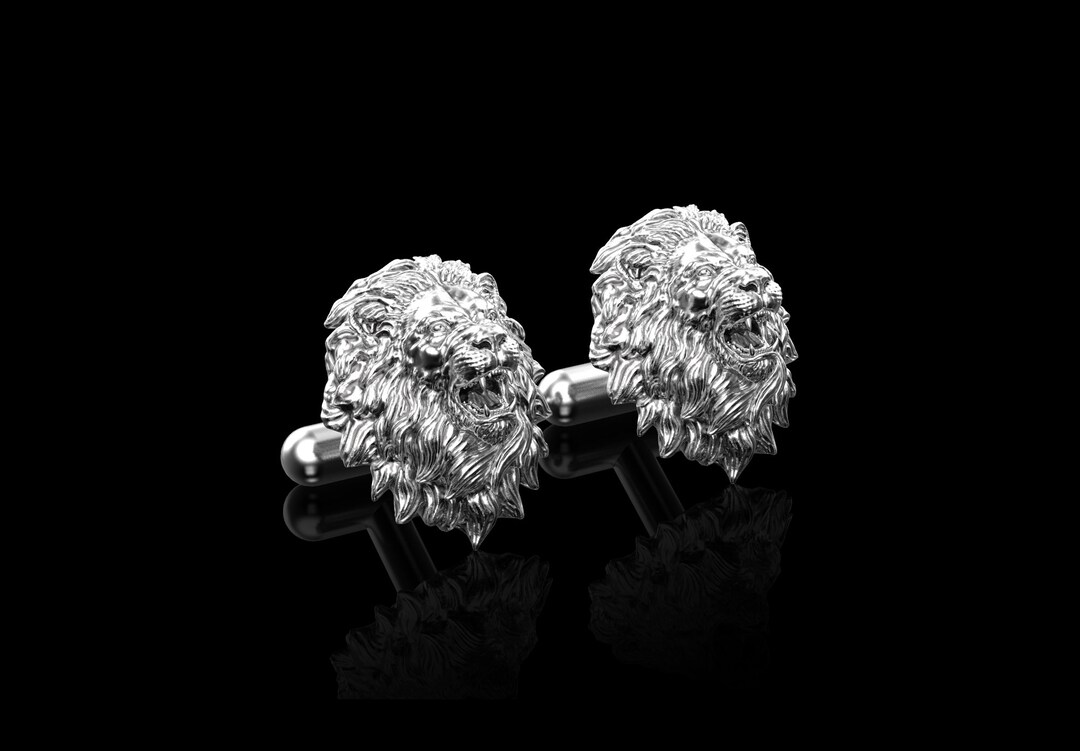 Lion Cufflinks, Silver Lion Cufflinks, Sterling Silver Lion Cufflinks ...