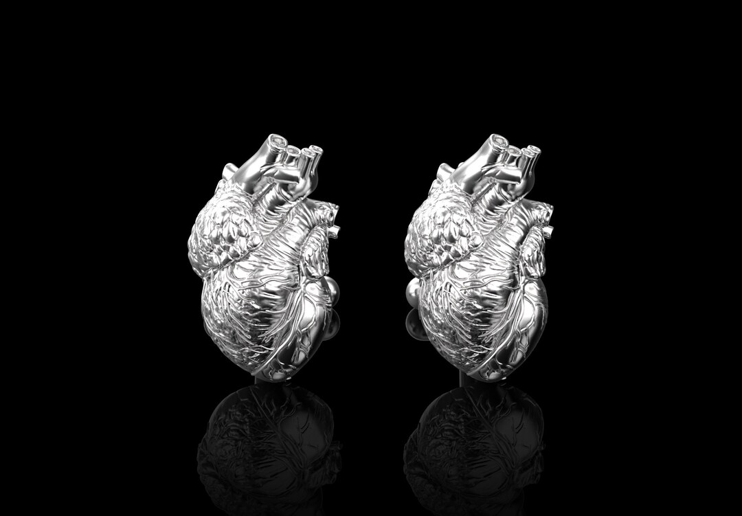 Steling Silver Anatomical Heart Cufflinks, Engraved Gift for Doctor ...