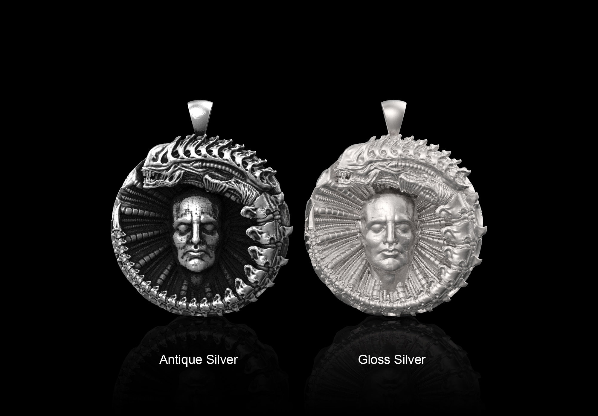 Sterling Silver Alien Xenomorph Prometheus Pendant Necklace - Etsy