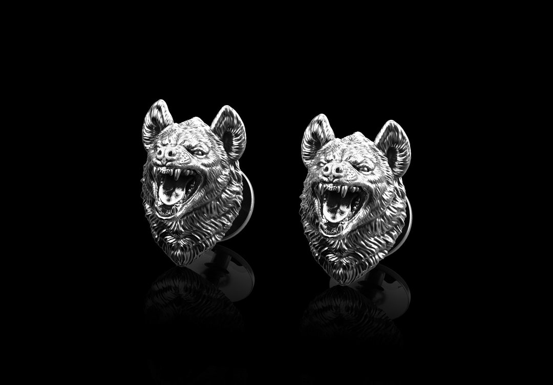 Antique Sterling Silver Angry Hyena Cufflinks, Grin Hyena Cuff-links ...