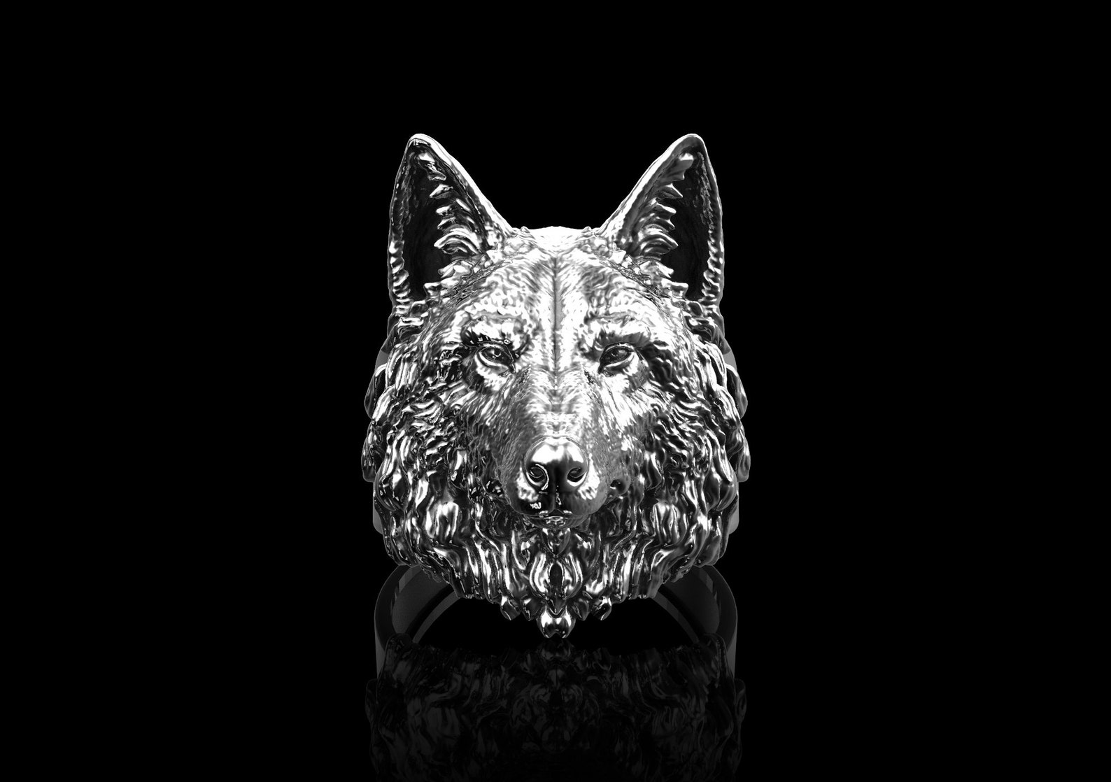 Silver Men Wolf Ring, Wolf Sterling Silver Men's Signet Ring, Jewelry ...