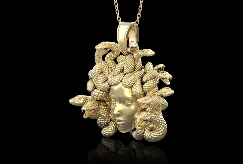 Medusa Head Bronze Pendant Necklace, Greek Medusa Necklace,ancient ...
