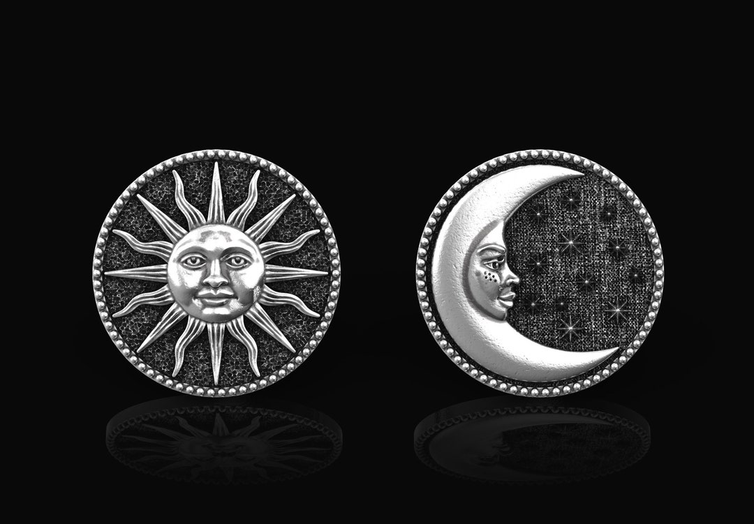 Stering Silver Sun and Moon Cufflinks, Day and Night Sky Cufflinks ...