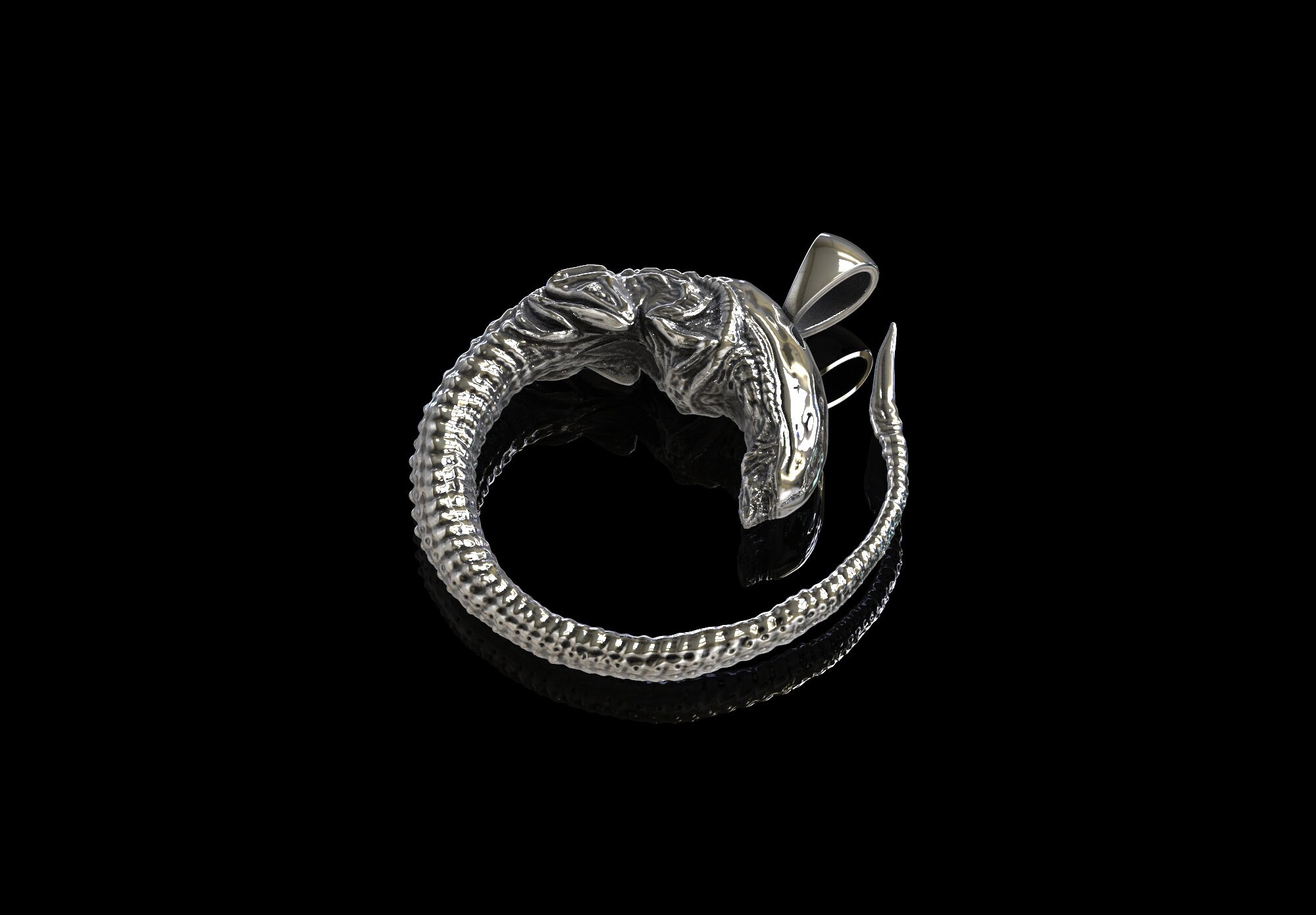 Sterling Silver Alien Dog Chestburster Pendant, H.R. Giger Inspired ...