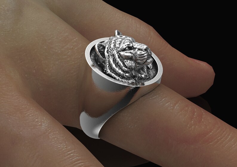 Sterling Silver Tiger Ring Silver Tiger King Ring Tiger - Etsy