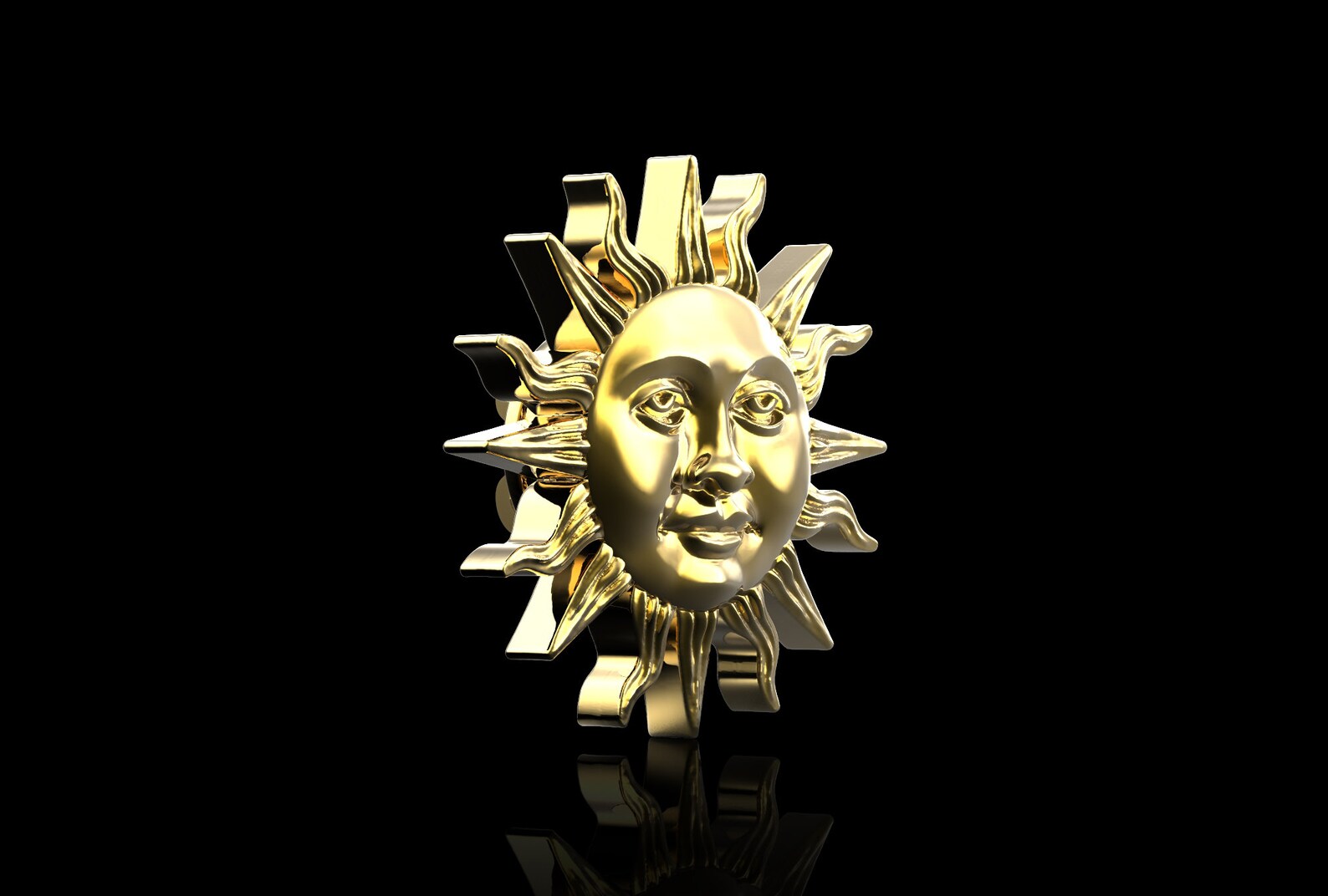 18K Gold Plated Celestial Sun Lapel Pin, Brooch for Suit Sun Jewelry ...
