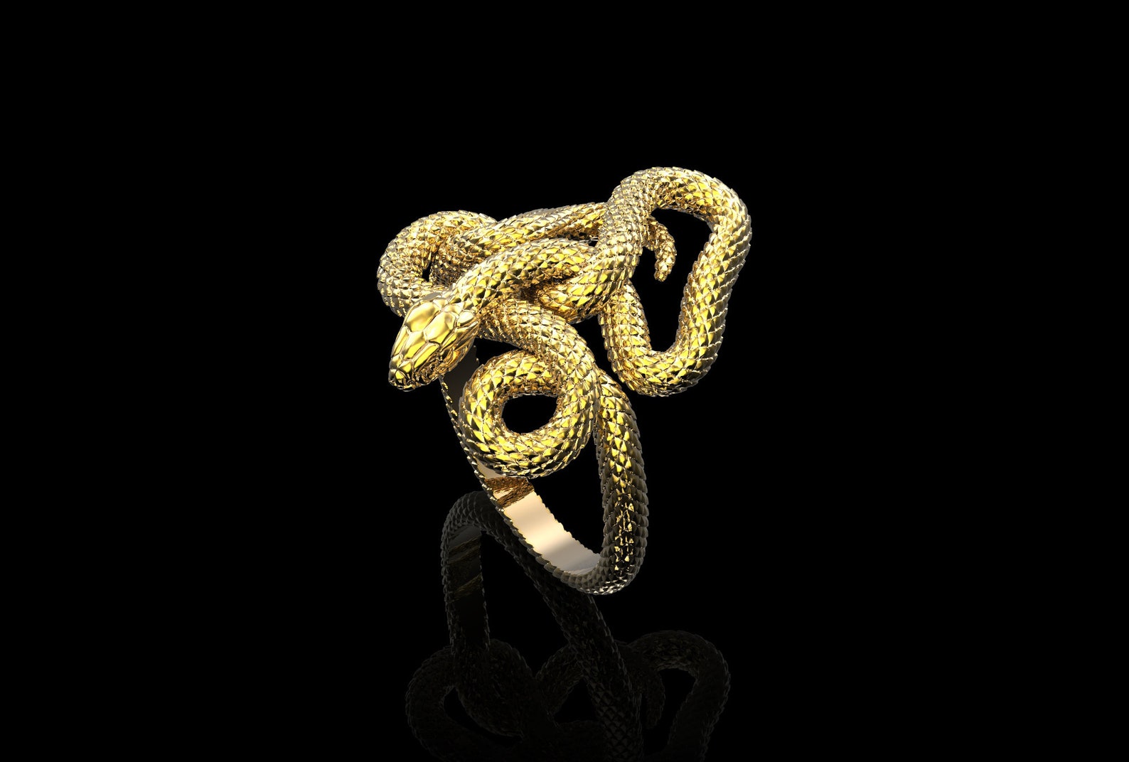 18K Yellow Gold Plated Snake Ring, Ancient Mythological Symbols Snake ...