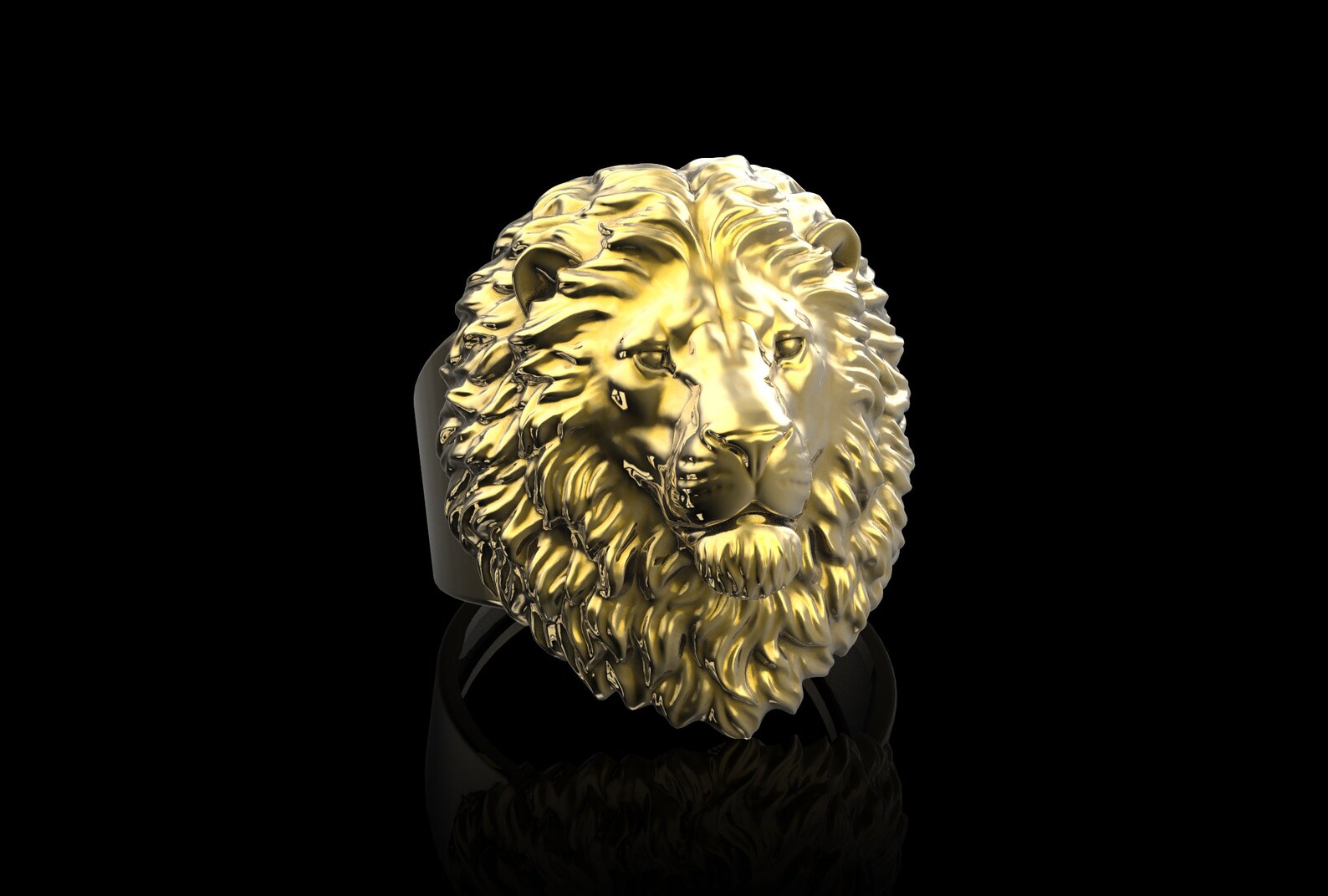18K Gold Plated Lion Ring Lion King Ring Calm Lion Head - Etsy