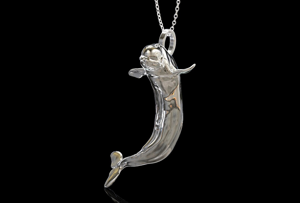 Sterling Silver Beluga Whale Pendant Necklace, Sea Life Marine Scuba ...